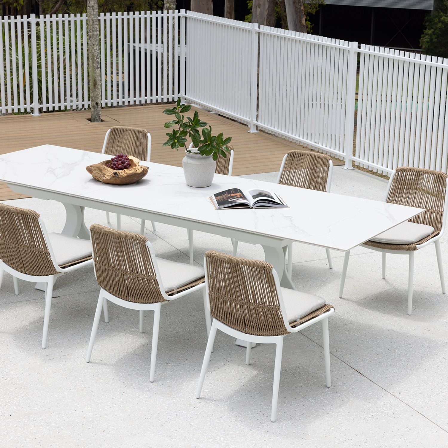 Buy Carson Extension & Arona Dining Setting - 9 pce White