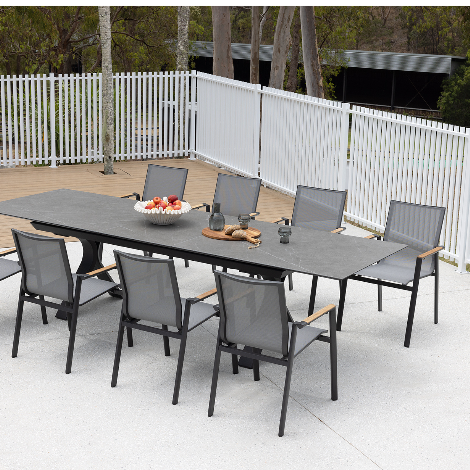 Buy Carson Extension & Luca Dining Setting - 9pce Charcoal